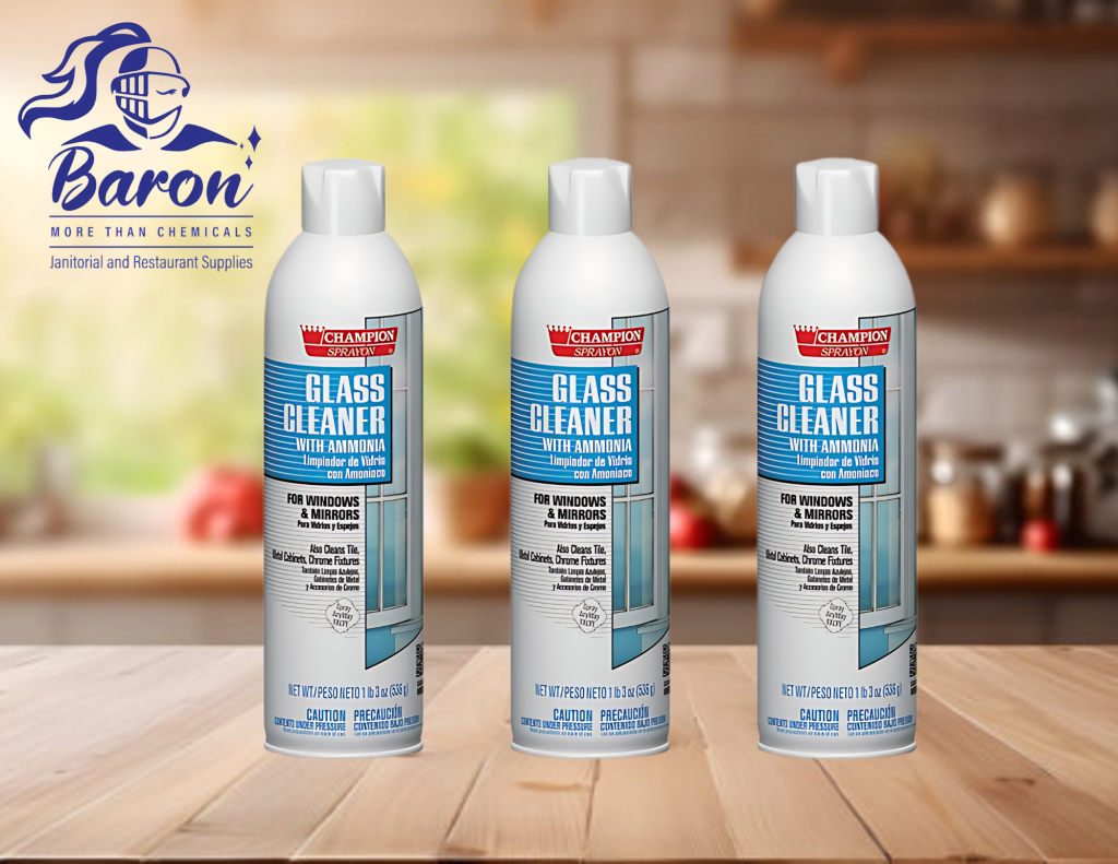 Champion Aerosol Glass Cleaner w/Ammonia, 19 oz - Baron Chemicals