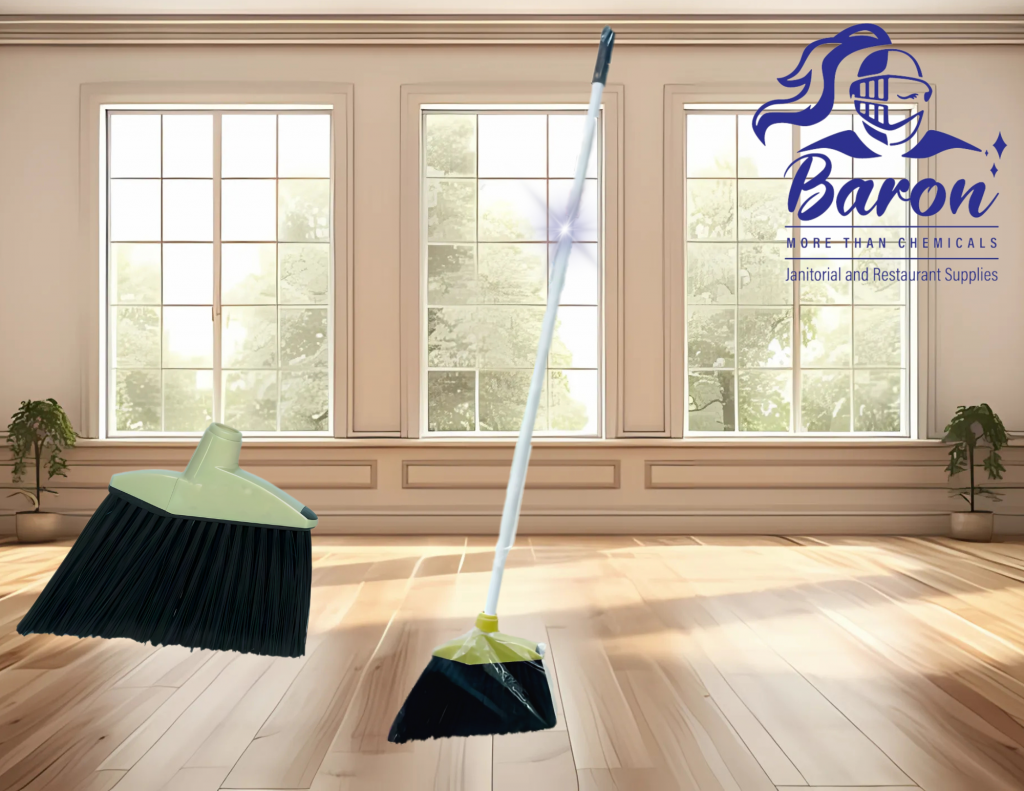 Magnolia Flagged Black Plastic Angle Broom - Baron Chemicals