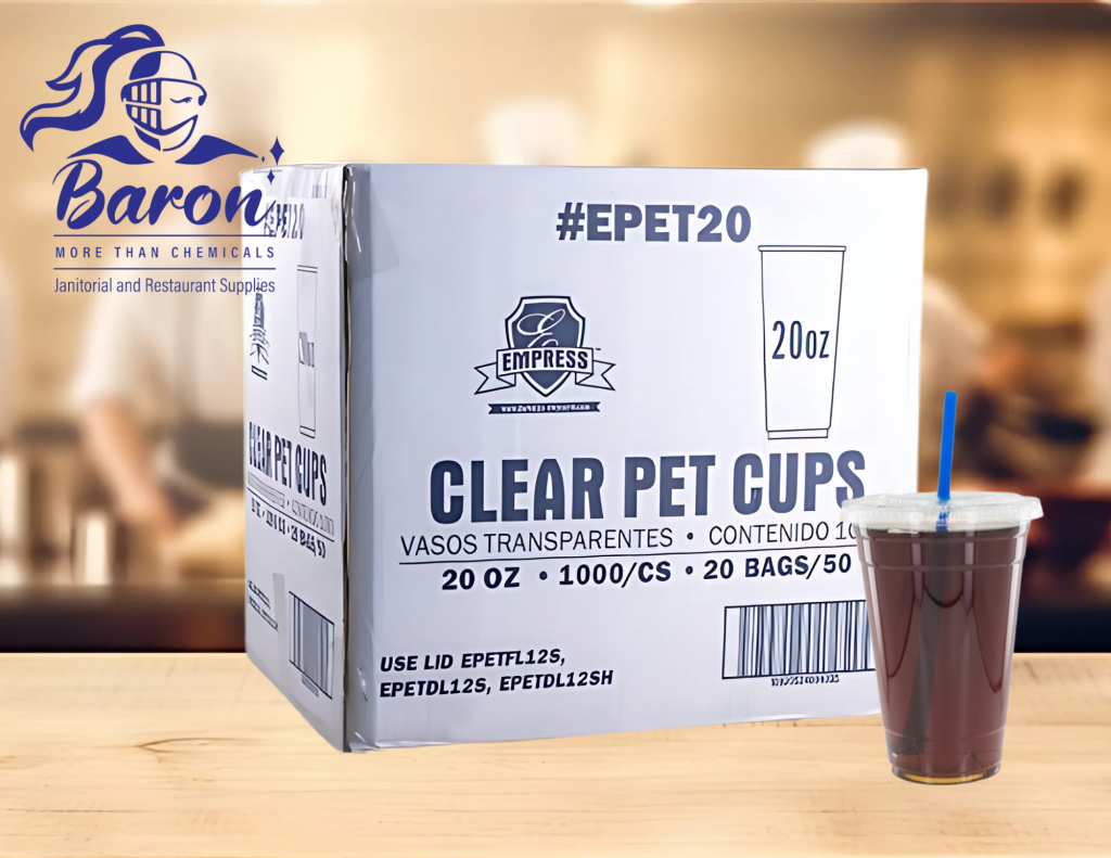 EPET20 Empress 20oz PET Plastic Cup, Clear - Baron Chemicals