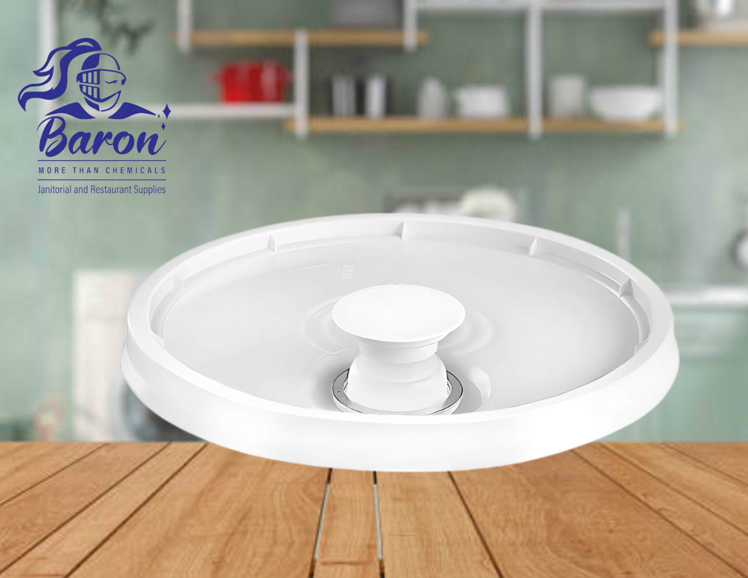 Lid with Spout for 5 Gallon Plastic Pail - White - Baron Chemicals