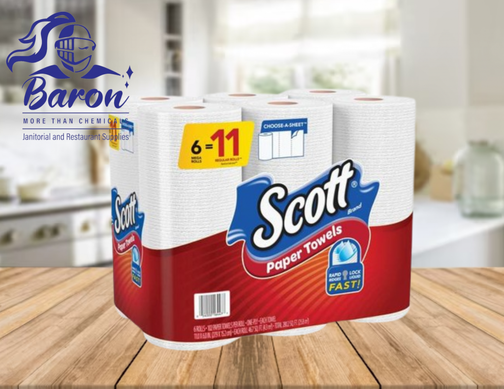16447 Scott Choose-a-Size Mega Kitchen Roll Paper Towels, 1-Ply - Baron ...