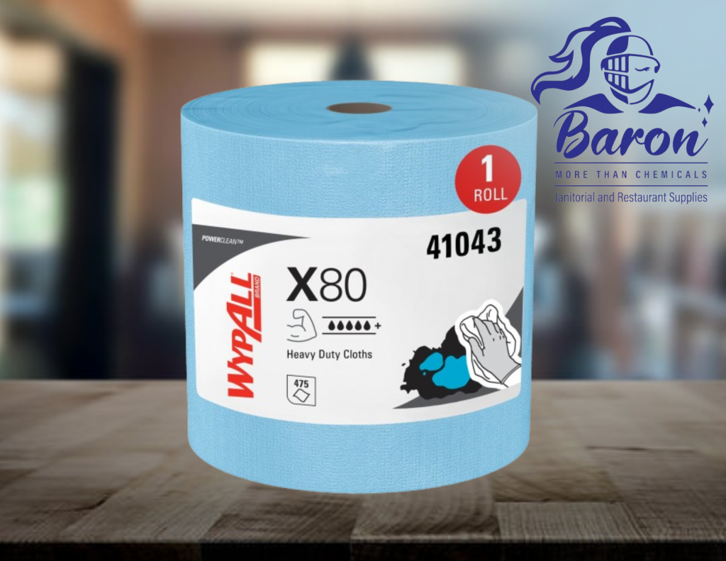 41043 WypAll PowerClean X80 Heavy Duty Cloths/Towels, Jumbo Roll, Blue ...